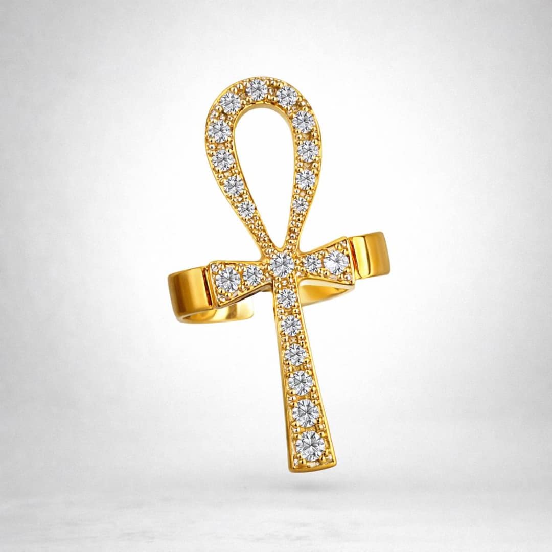 Gold Ankh Ring, Egyptian Symbol of Life, Statement Jewelry - Etsy
