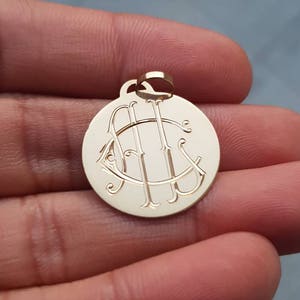 Gold 18k Sterling Initial Hand Engraved Monogram Disc - Etsy