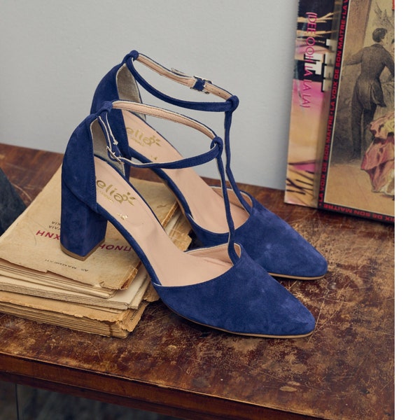 Royal Blue Block Heels - Etsy