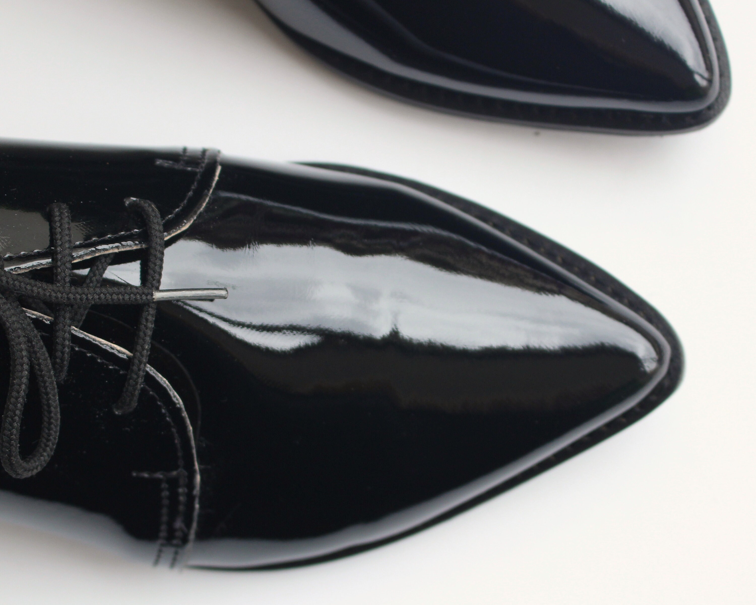 Vegan Pointed Oxford Women Shoes Black Shoes Shiny Vegan Flat | Etsy