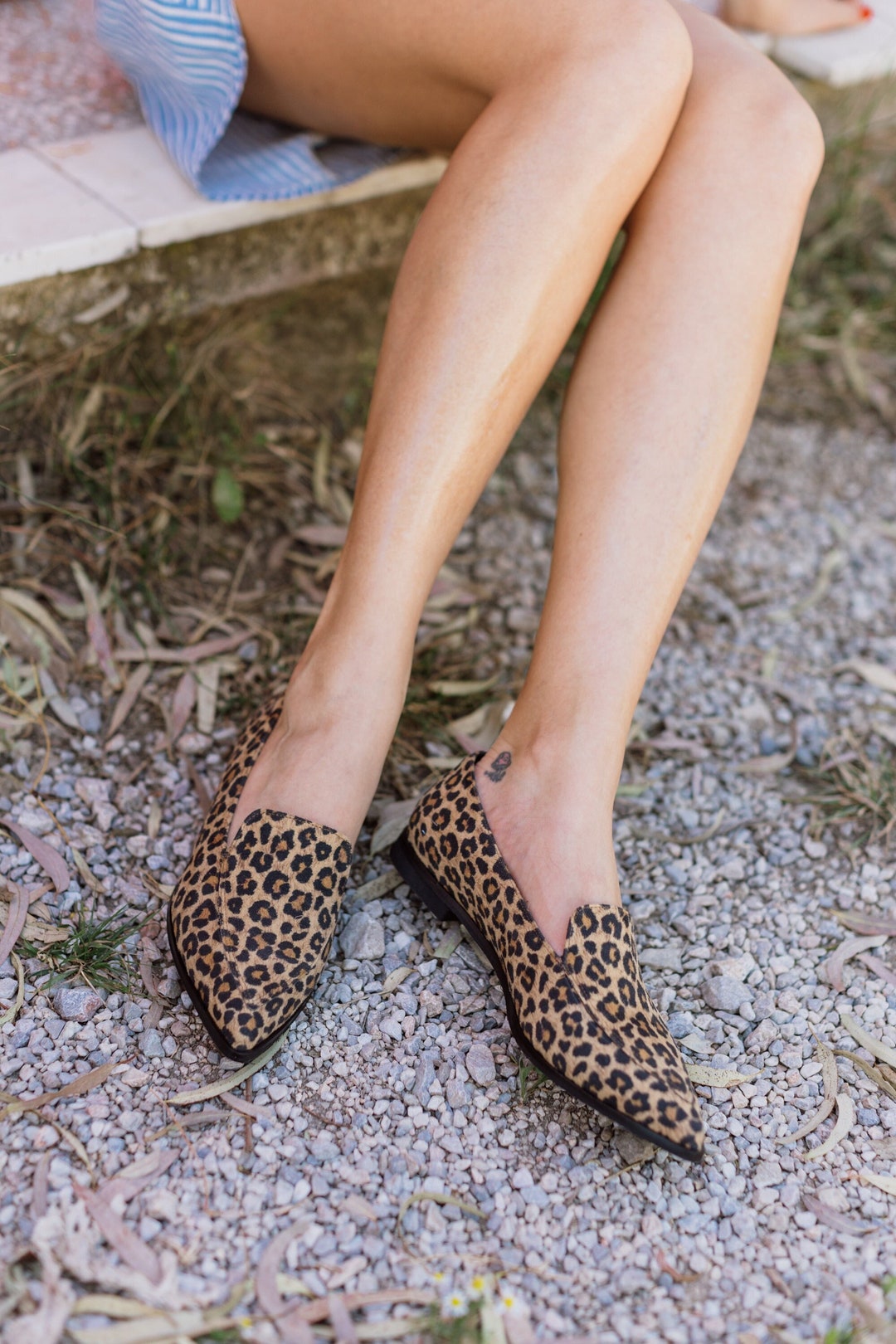 Leopard Pointed Toe Flats , Slippers Animal Print. Vegan Version. Flats ...