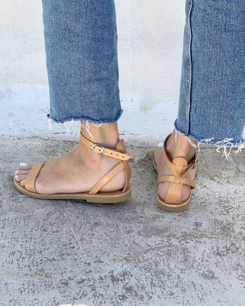 Greek Leather Sandals Women's Ankle Strap Sandals - Etsy