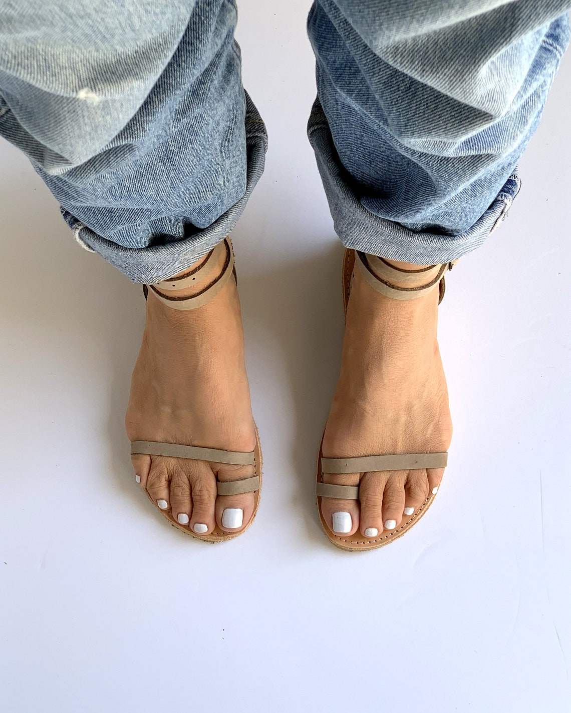 Natural Color Sandals , Toe Ring Barefoot Chic Sandals - Etsy