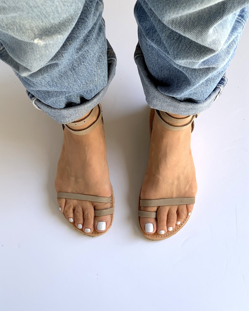 Natural Color Sandals Toe Ring Barefoot Chic Sandals - Etsy