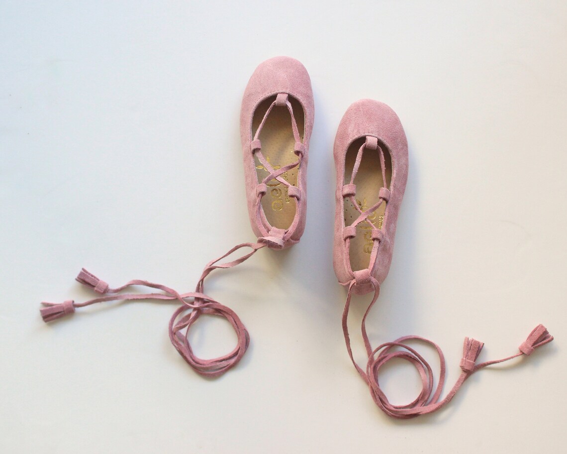 Little Ballerinas Lace up Pink Shoes for Little Girl / Handmade ...
