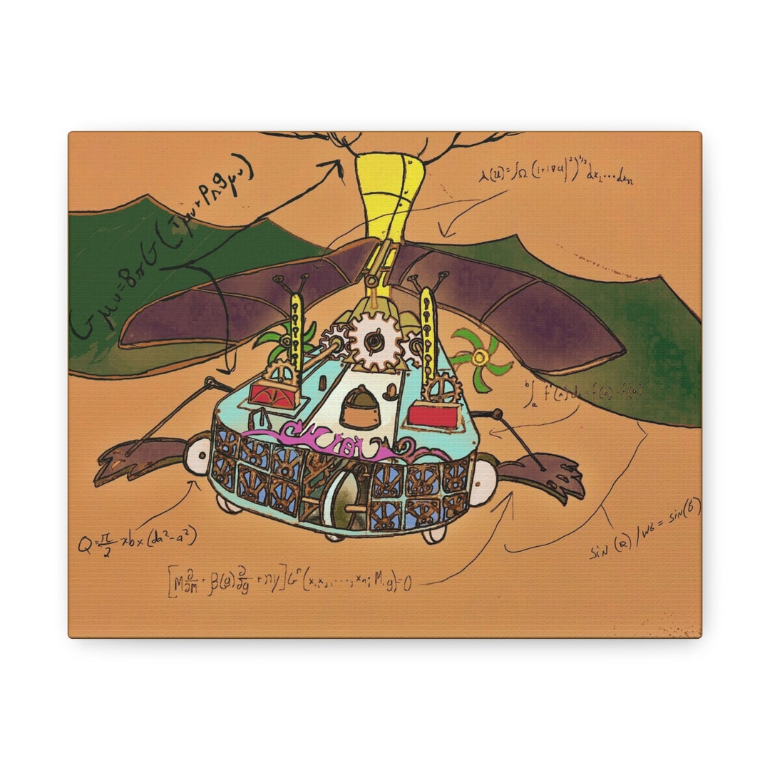 Steampunk Blueprint With Math Formulas in Victorian Style Canvas ...