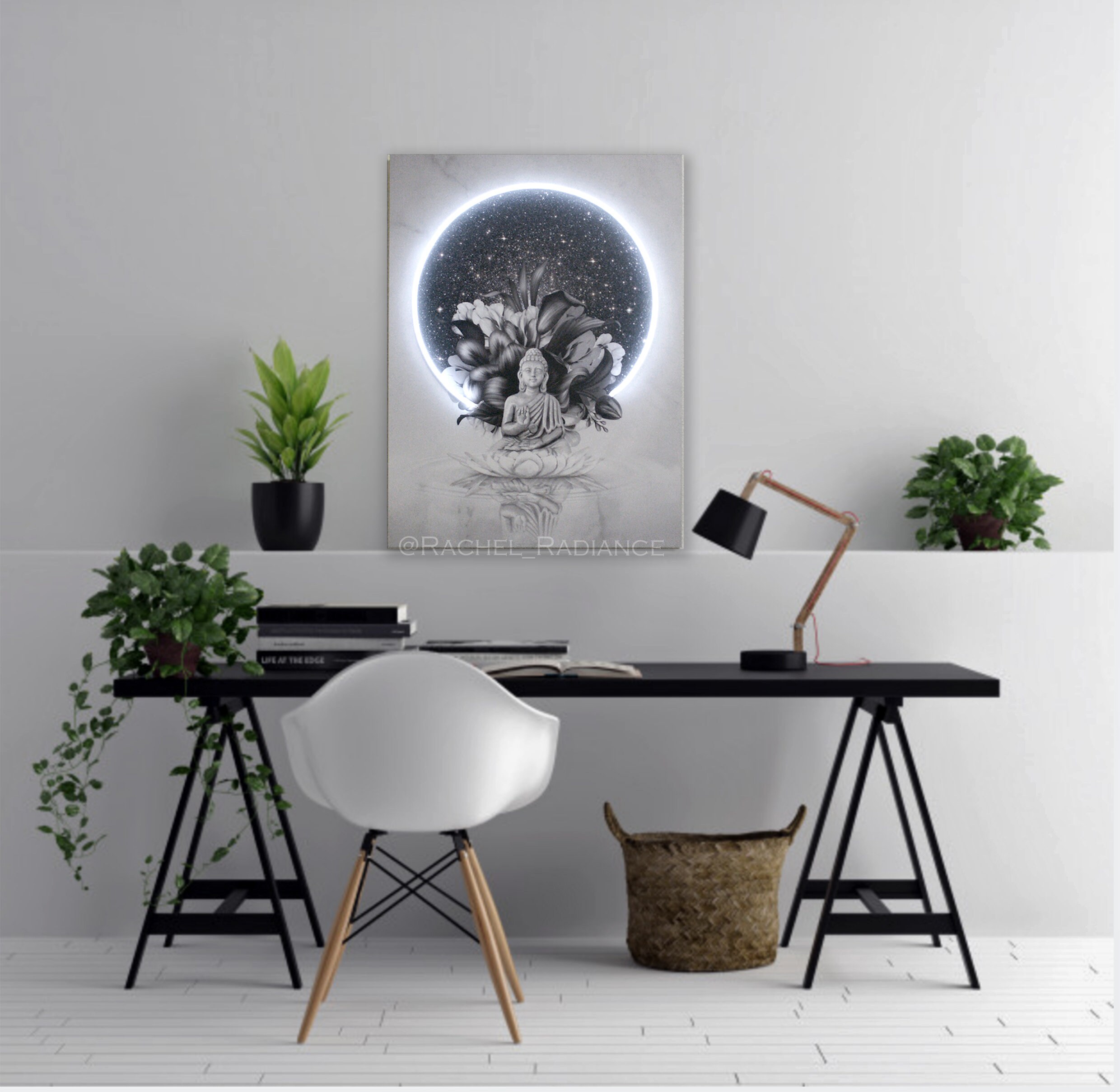 Night Buda, Buddha, Neon Led, Stars, Universe, Moon, Enlightenment ...