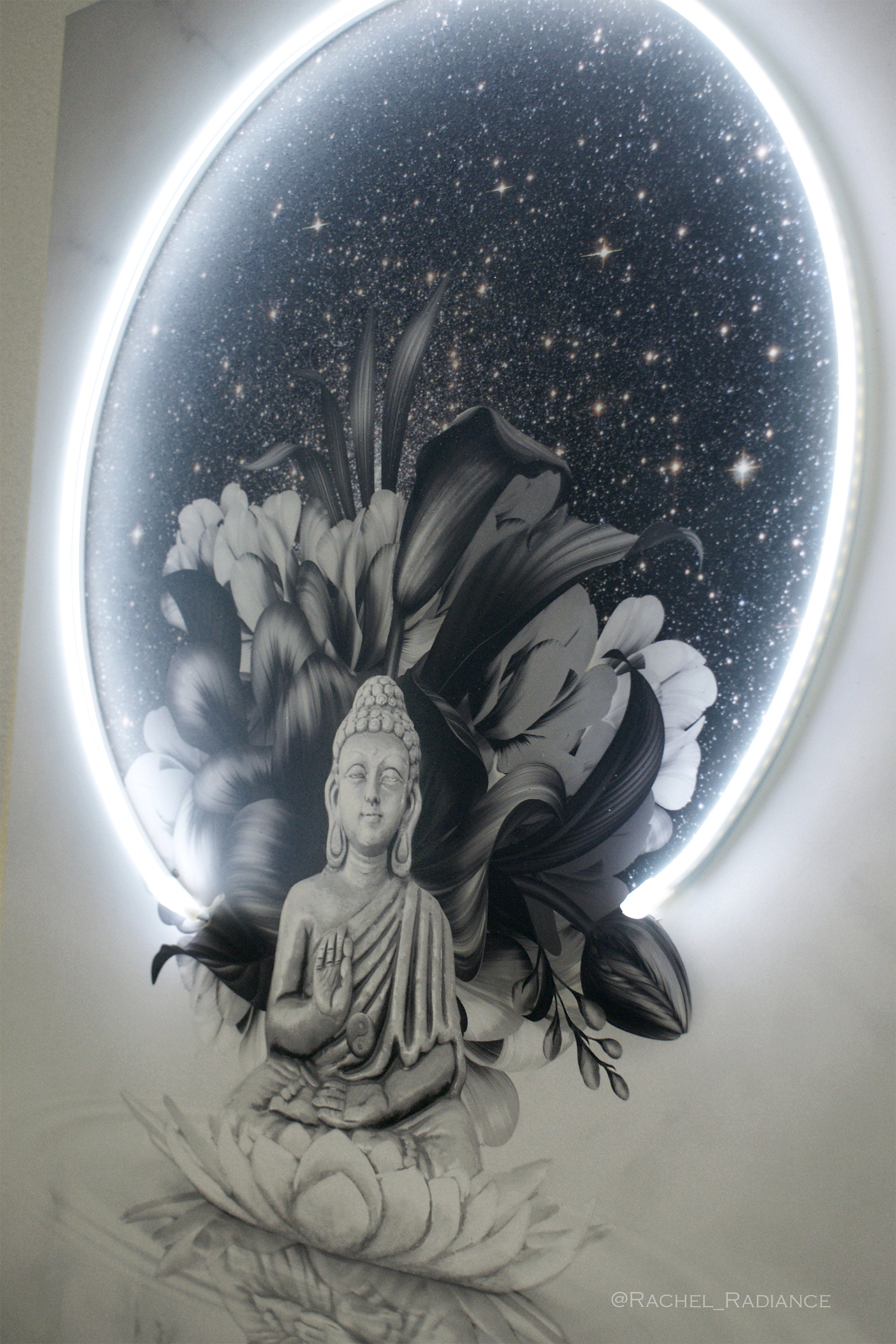 Night Buda, Buddha, Neon Led, Stars, Universe, Moon, Enlightenment ...