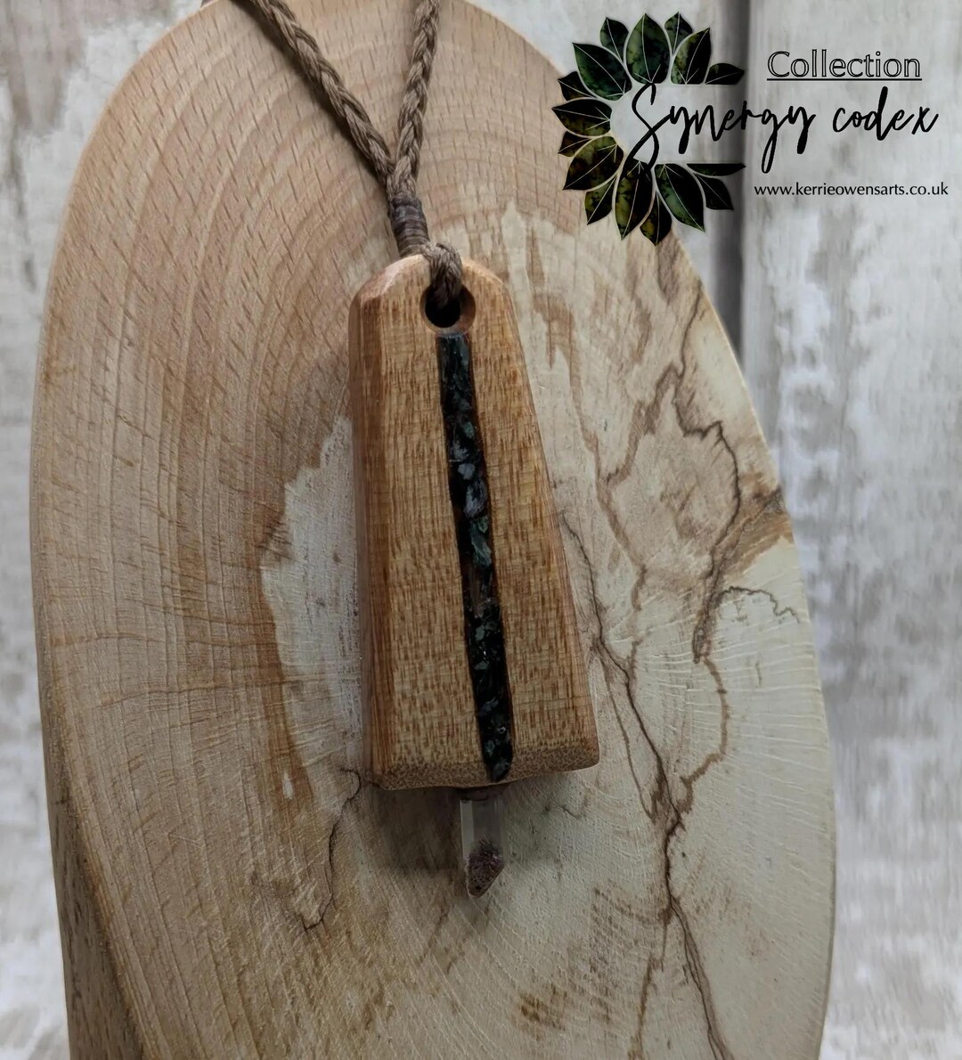 Swamp Kauri Synergy Key Pendant – NZ Ancient Wood Wand With Pounamu ...