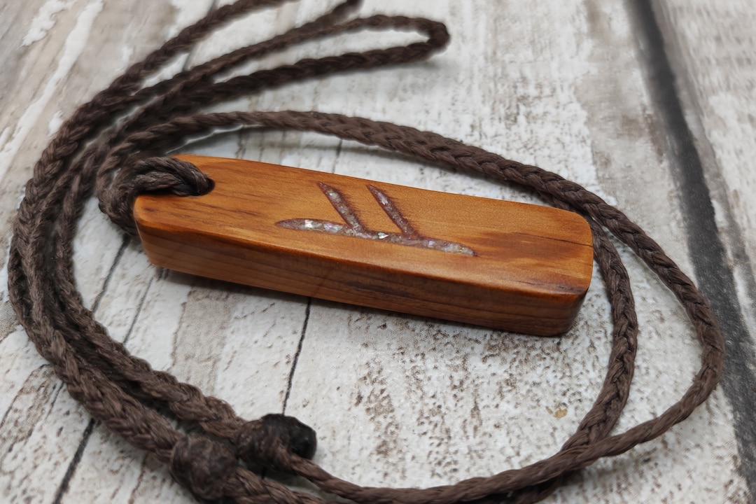 Fehu Scottish Yew Wood Rune Pendant With Abalone Shell. - Etsy Canada