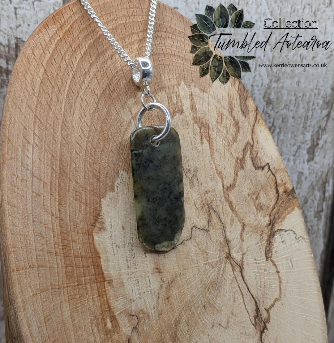 New Zealand Pounamu Jade Pendant on Sterling Silver Chain – Tumbled ...