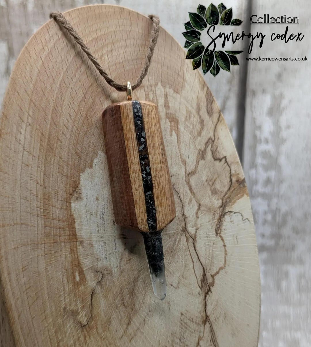 Swamp Kauri Ancestor Key Pendant – Dual Inlay Codex Wand With Black ...