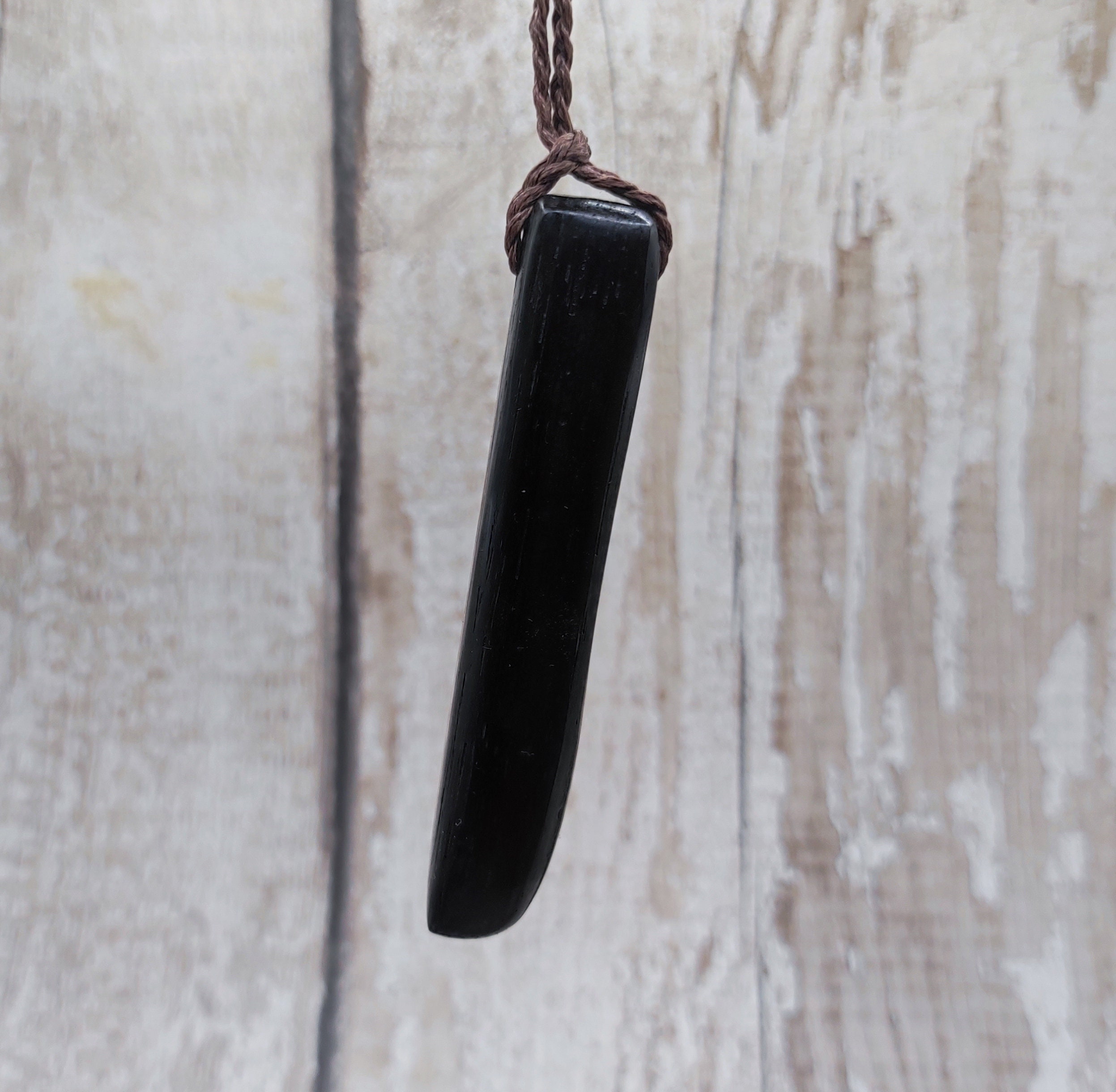 Bog Oak and NZ Rainbow Pāua Shell Toki Pendant - Māori Inspired Adze ...