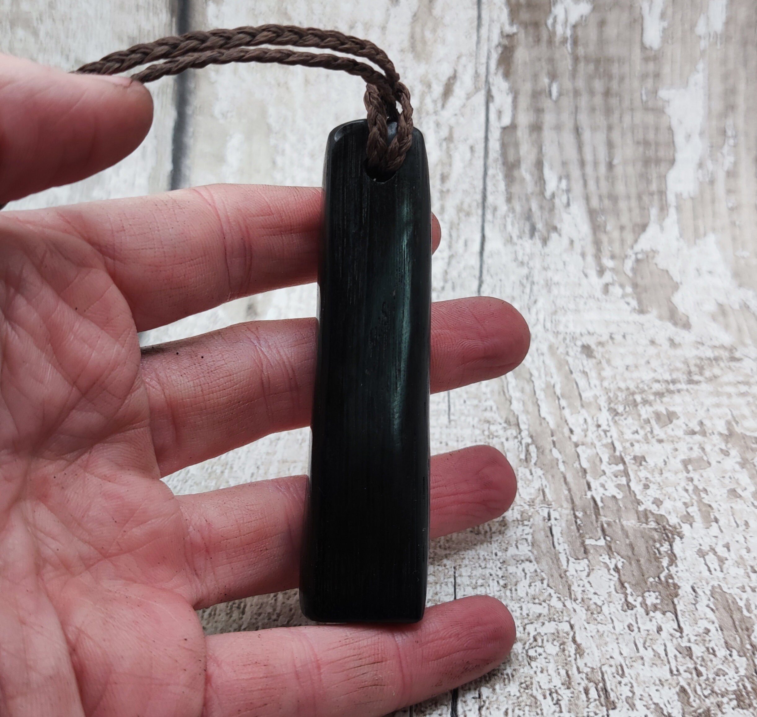 Bog Oak and NZ Rainbow Pāua Shell Toki Pendant - Māori Inspired Adze ...