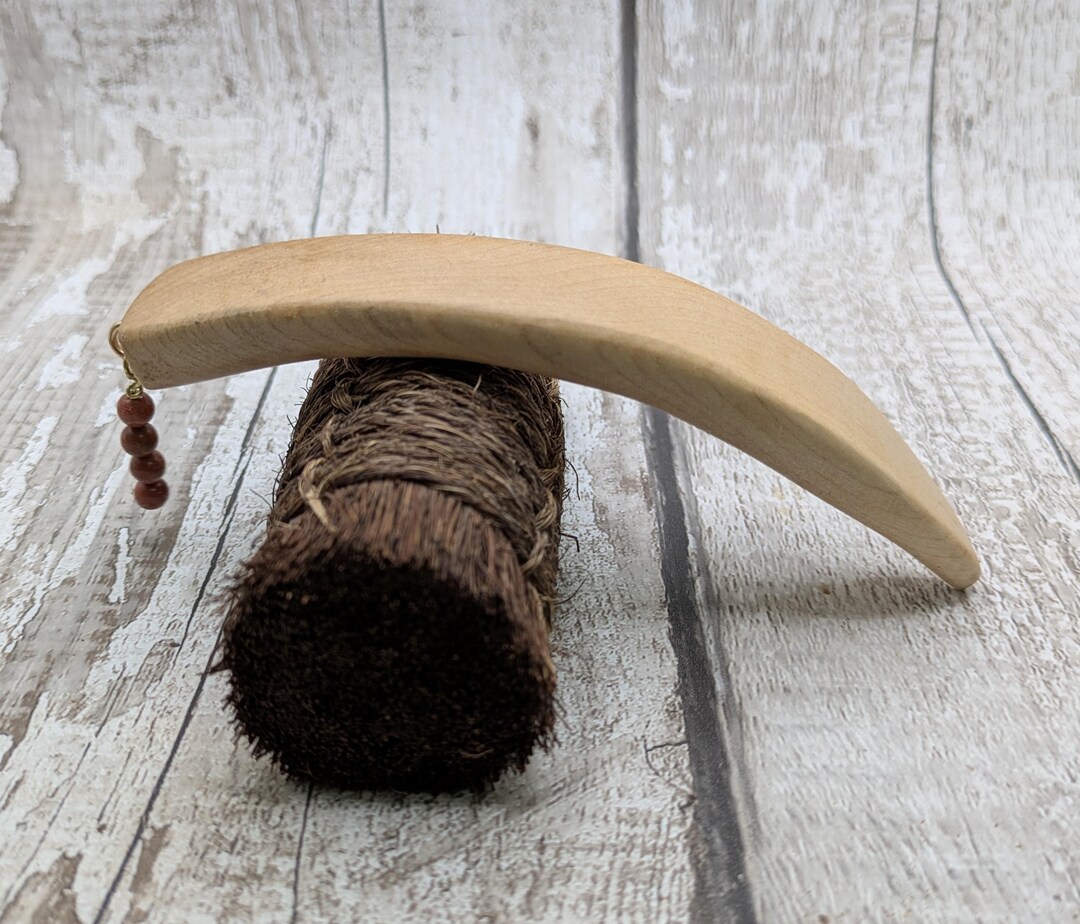 Ash Wood Curved Hair Pin Stick With Goldstone Beaded Charm. - Etsy
