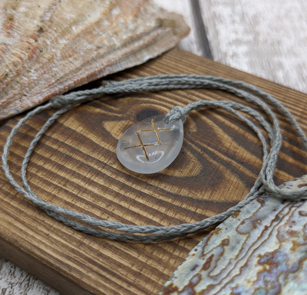 Ingwaz Clear Quartz Rune Palm Stone Pendant. - Etsy