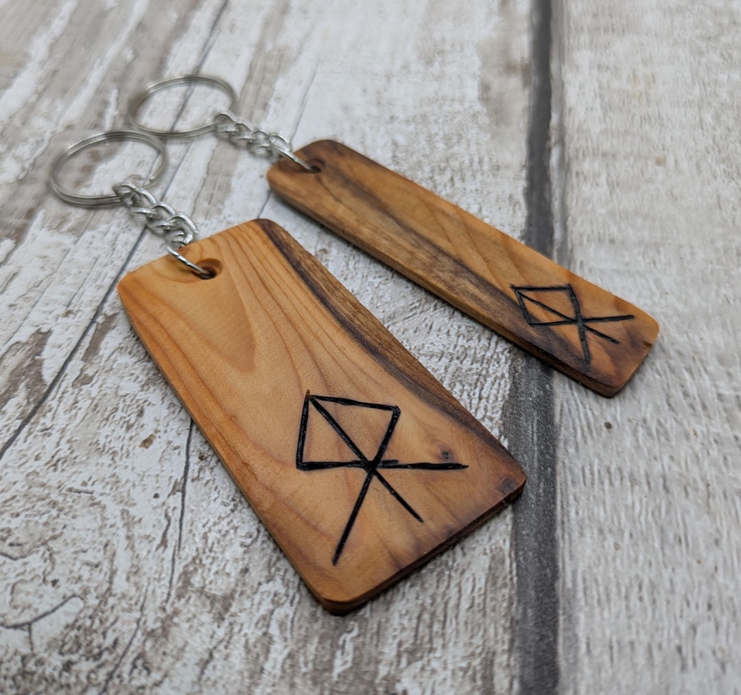 One Yew Wood Protection Bind Rune Keyrings. - Etsy