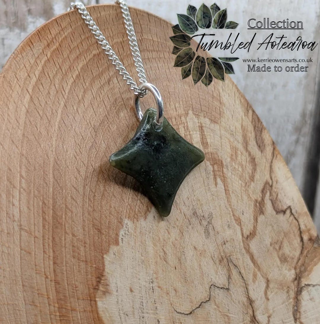 New Zealand Pounamu Greenstone Jade Star Pendant on Silver Chain. - Etsy