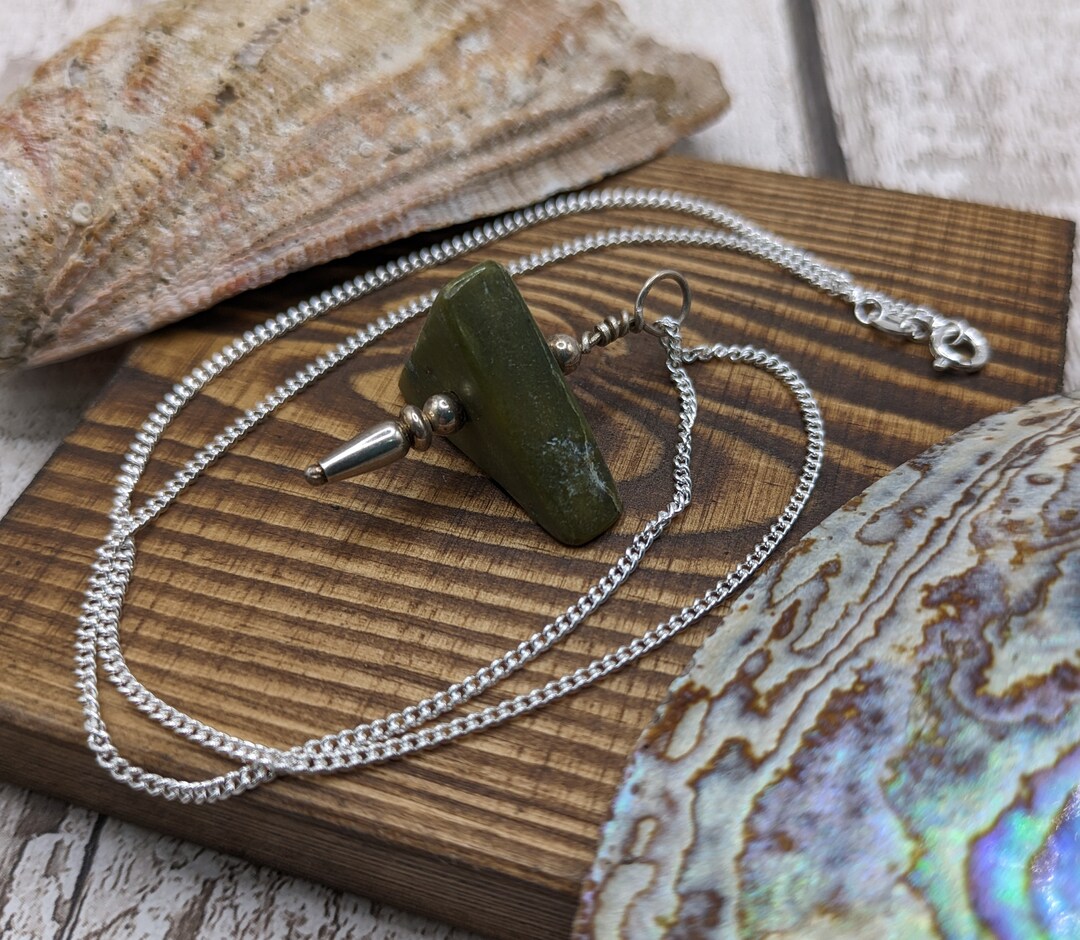New Zealand Pounamu Greenstone Marsden Jade Pendulum on 925 Sterling ...