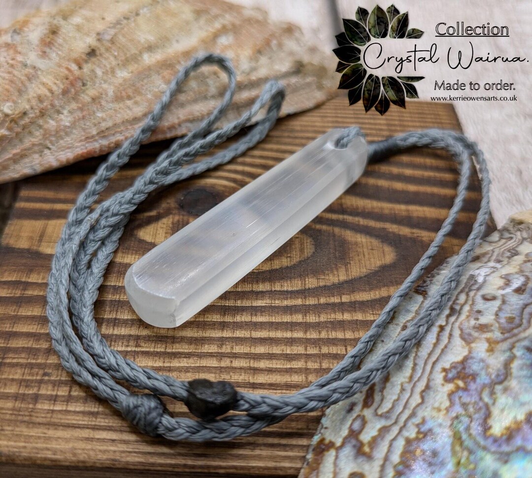 Selenite Roimata Pendant - Satin Spar Tear Drop Necklace, Hand-carved ...