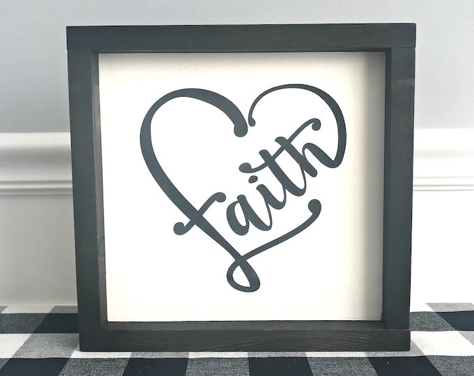 Faith Framed Farmhouse Style Wood Sign | Christian Sign | Faith Sign ...