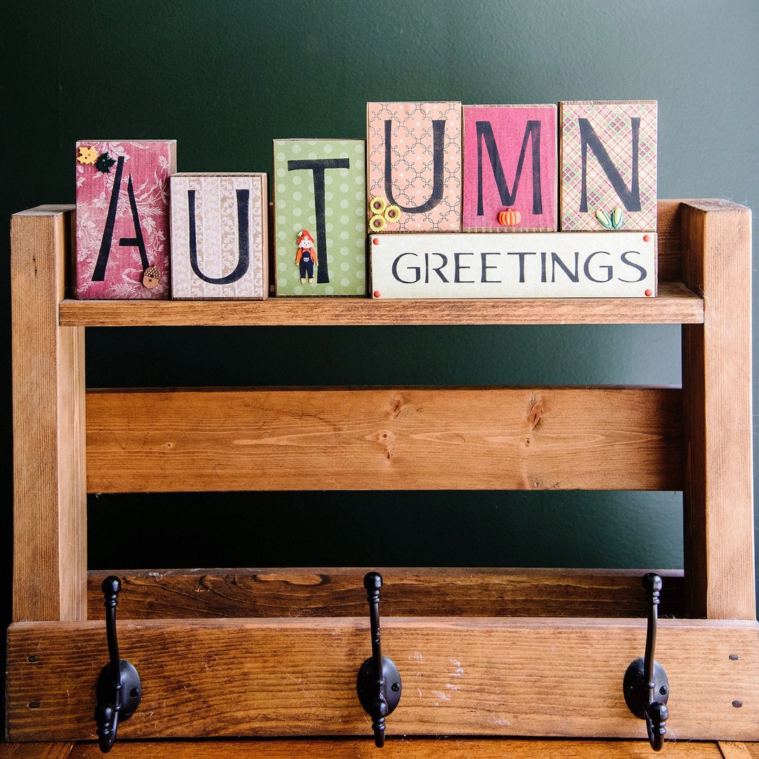 Autumn Greetings Word Blocks, Autumn Greetings Chunky Word Blocks Sign ...