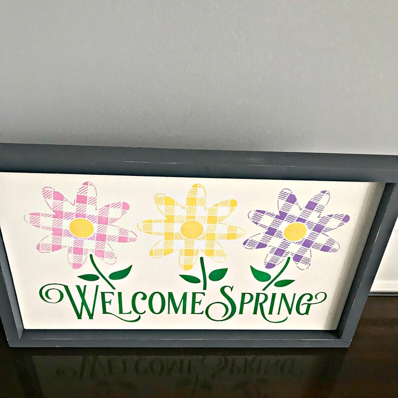 Welcome Spring Framed Wood Sign Spring Decor Farmhouse | Etsy