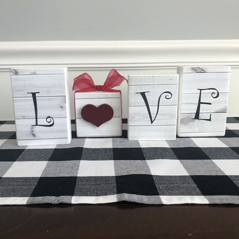 Love Word Blocks Valentine's Day Decor Farmhouse Decor - Etsy