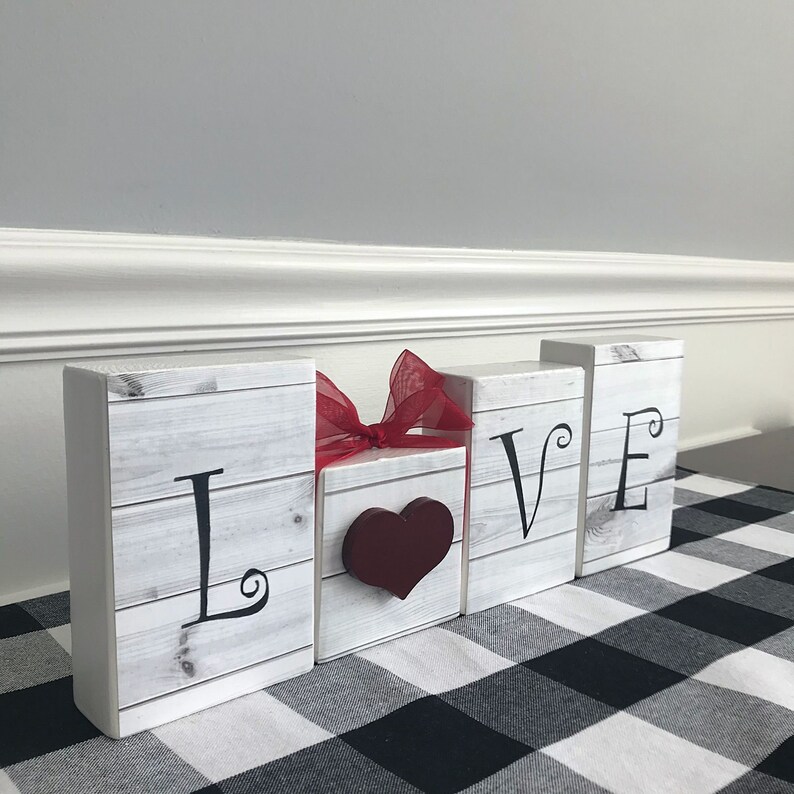 Love Word Blocks Valentine's Day Decor Farmhouse Decor - Etsy