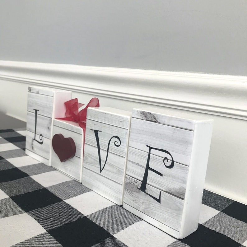Love Word Blocks Valentine's Day Decor Farmhouse Decor - Etsy
