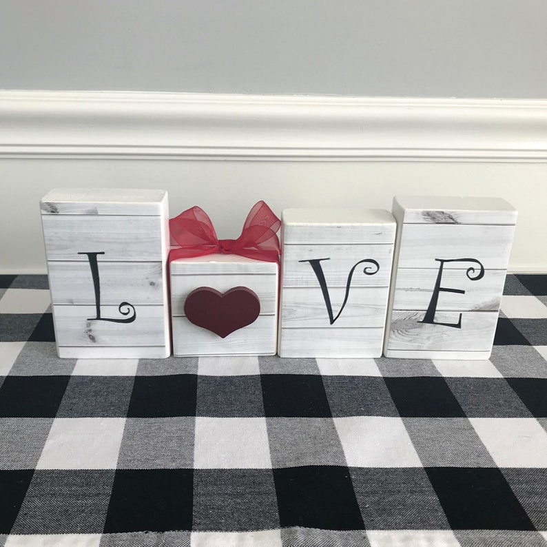 Love Word Blocks Valentine's Day Decor Farmhouse Decor - Etsy