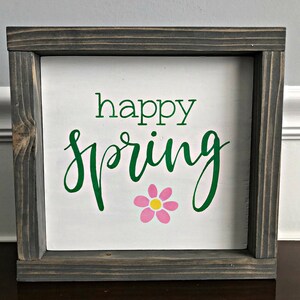 Happy Spring Framed Farmhouse Style Wood Sign Spring Decor Farmhouse ...