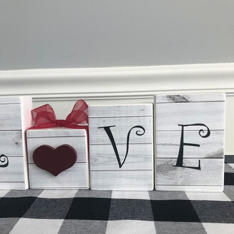 Love Word Blocks Valentine's Day Decor Farmhouse Decor - Etsy