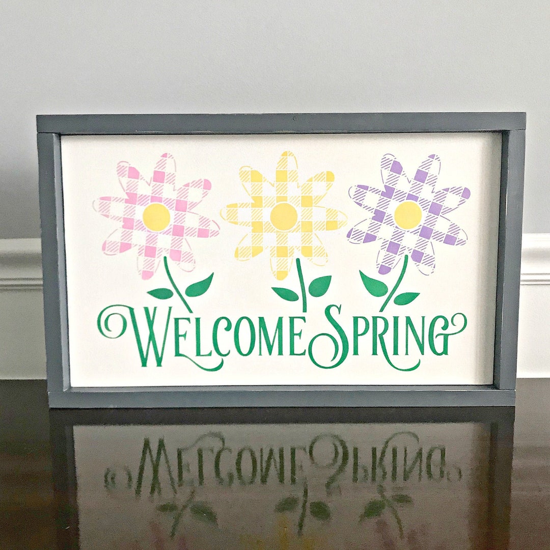 Welcome Spring Framed Wood Sign Spring Decor Farmhouse Style Spring ...