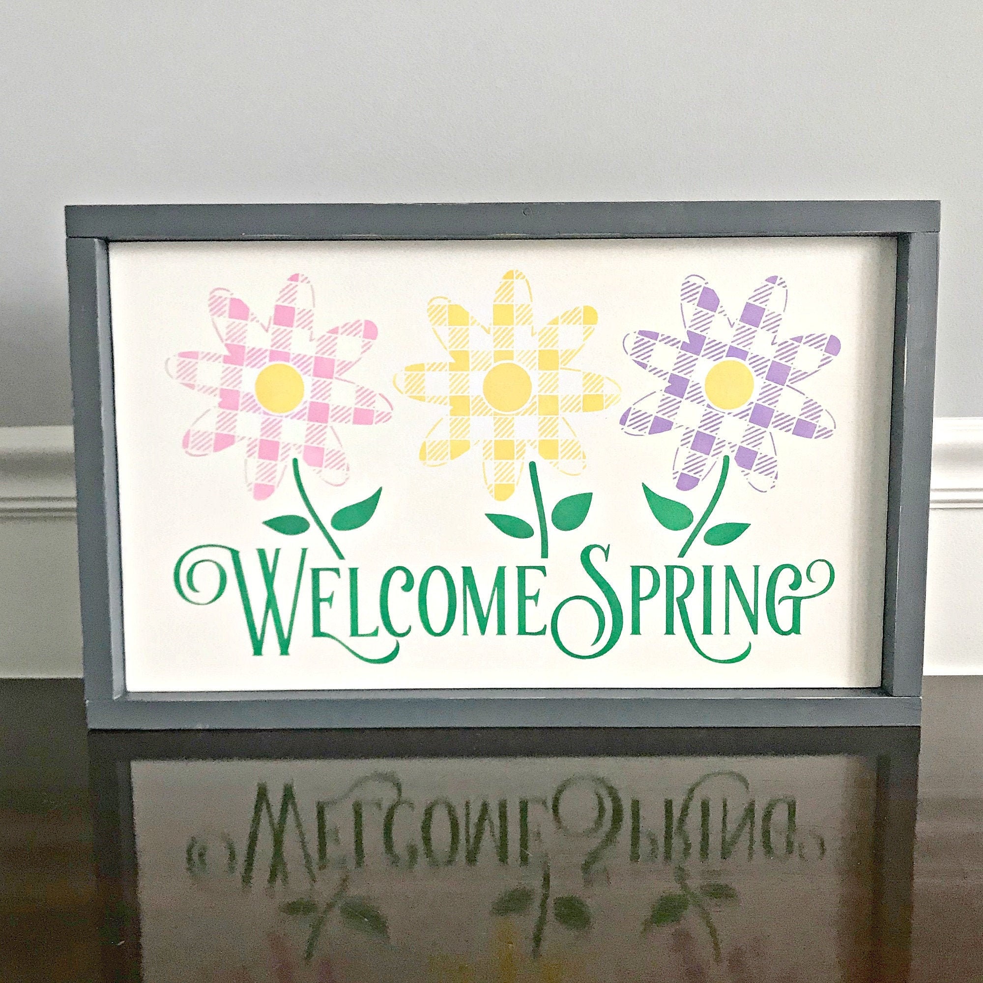Welcome Spring Framed Wood Sign Spring Decor Farmhouse | Etsy