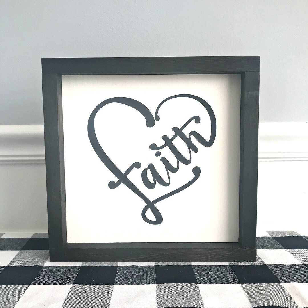 Faith Framed Farmhouse Style Wood Sign | Christian Sign | Faith Sign ...