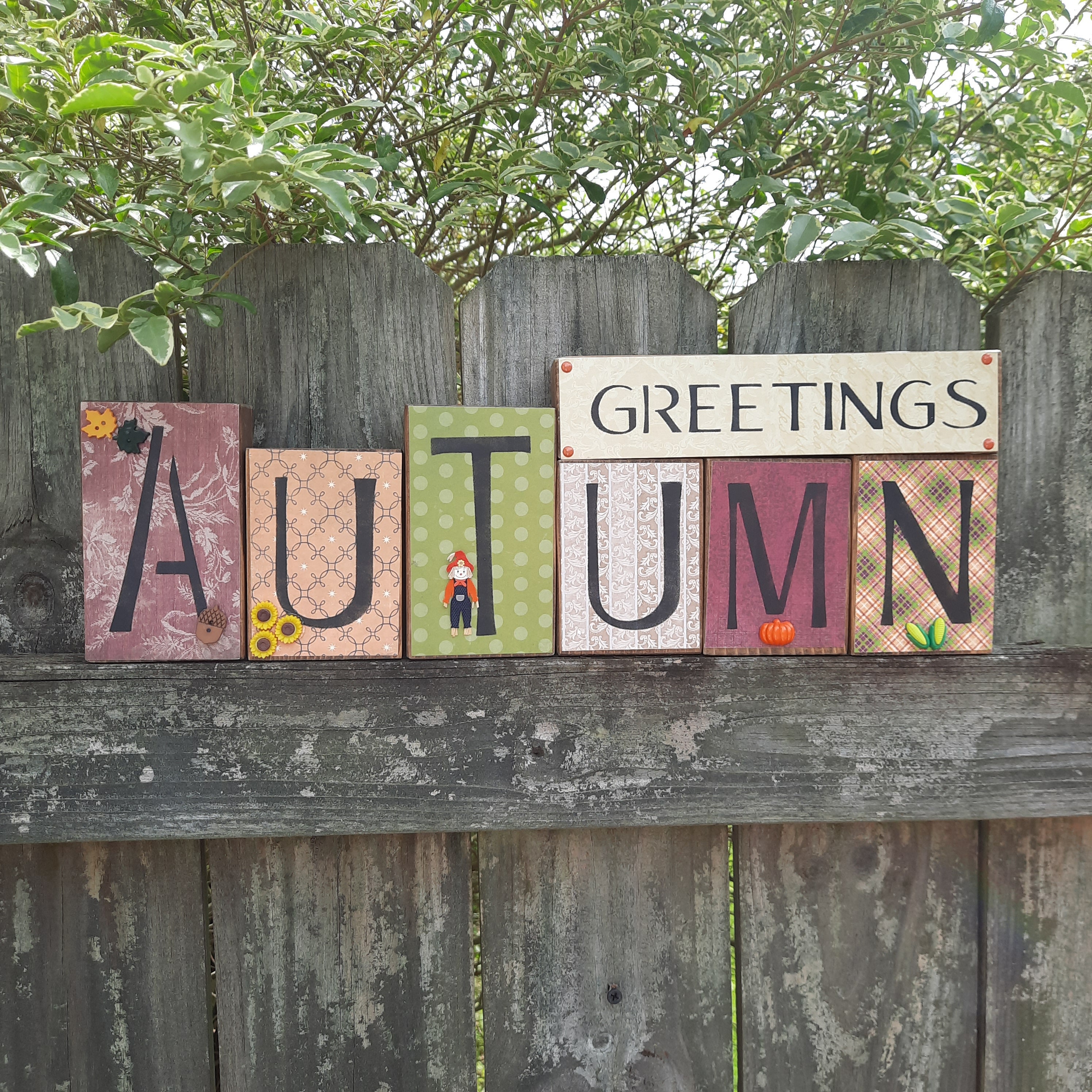 Autumn Greetings Word Blocks, Autumn Greetings Chunky Word Blocks Sign ...