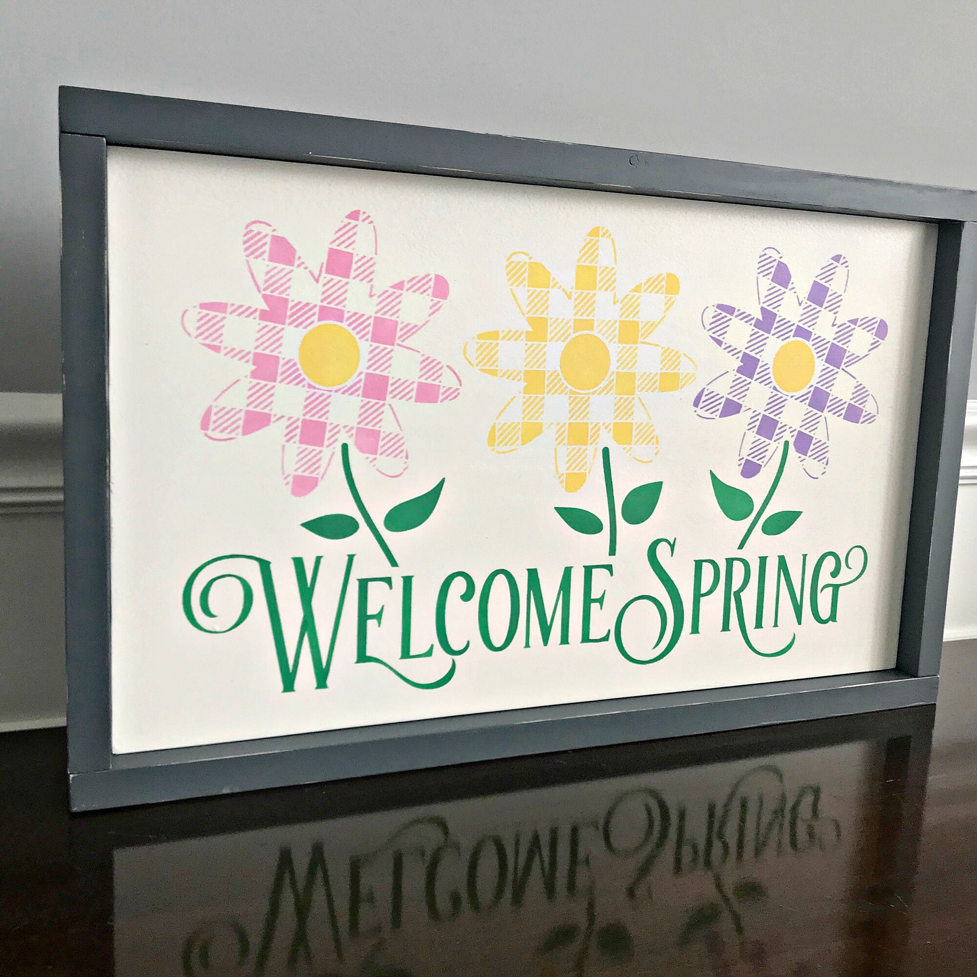 Welcome Spring Framed Wood Sign Spring Decor Farmhouse | Etsy
