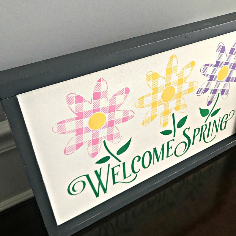 Welcome Spring Framed Wood Sign Spring Decor Farmhouse | Etsy