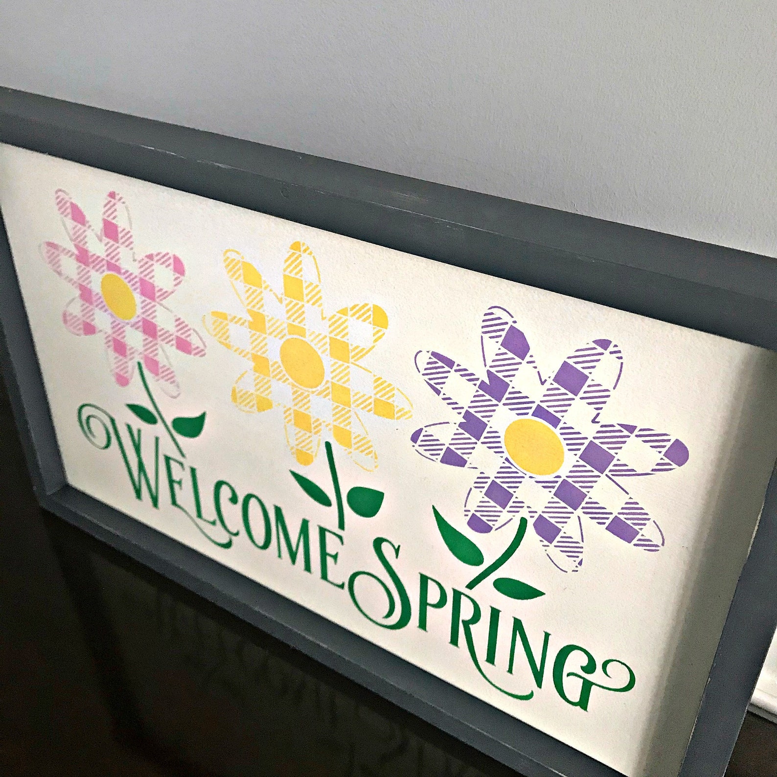 Welcome Spring Framed Wood Sign Spring Decor Farmhouse | Etsy