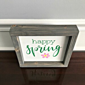 Happy Spring Framed Farmhouse Style Wood Sign Spring Decor Farmhouse ...