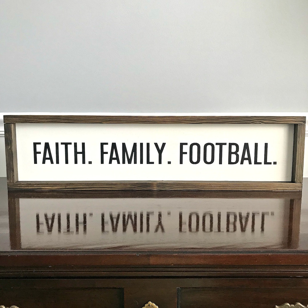 Faith Family Football Framed Wood Sign | Fall Decor | Football Decor ...