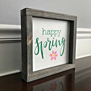 Happy Spring Framed Farmhouse Style Wood Sign Spring Decor Farmhouse ...