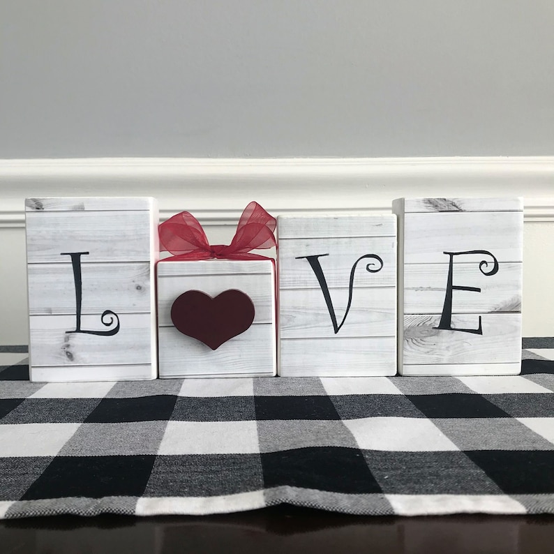 Love Word Blocks Valentine's Day Decor Farmhouse Decor - Etsy