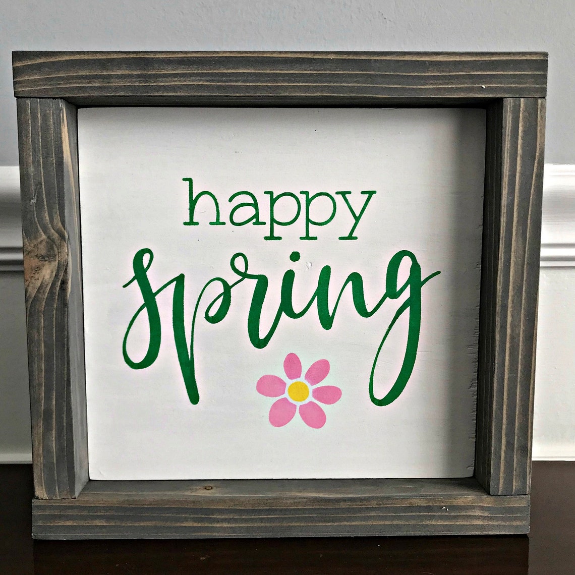 Happy Spring Framed Farmhouse Style Wood Sign Spring Decor - Etsy
