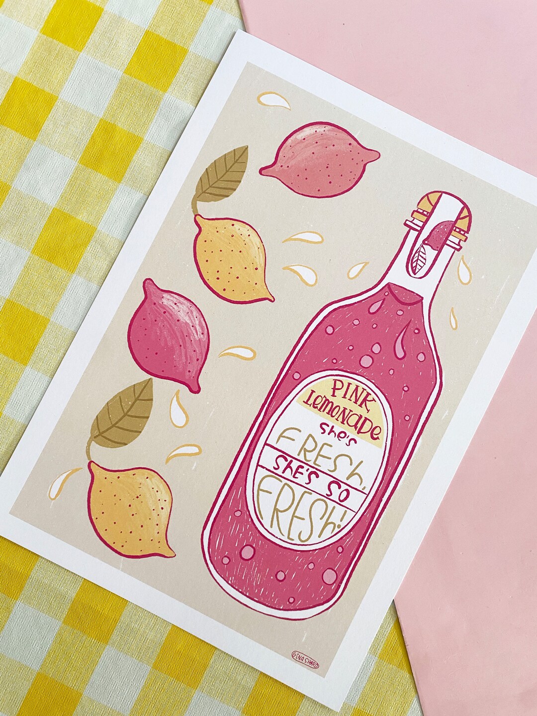 Lemon Fruit A4 Art Print | She's Fresh Pink Lemonade | Kitchen Food and ...