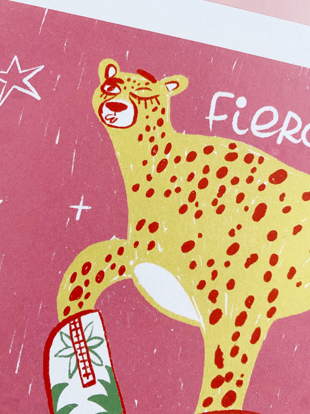Cheetah A4 Art Print Illustration Pink Girly and Rude - Etsy