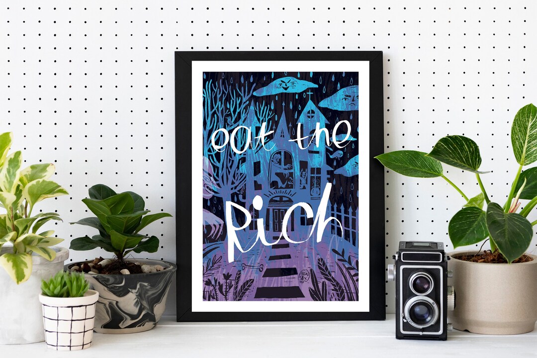 Eat the Rich Monster A4 Art Print Haunted House Cute Spooky Halloween ...