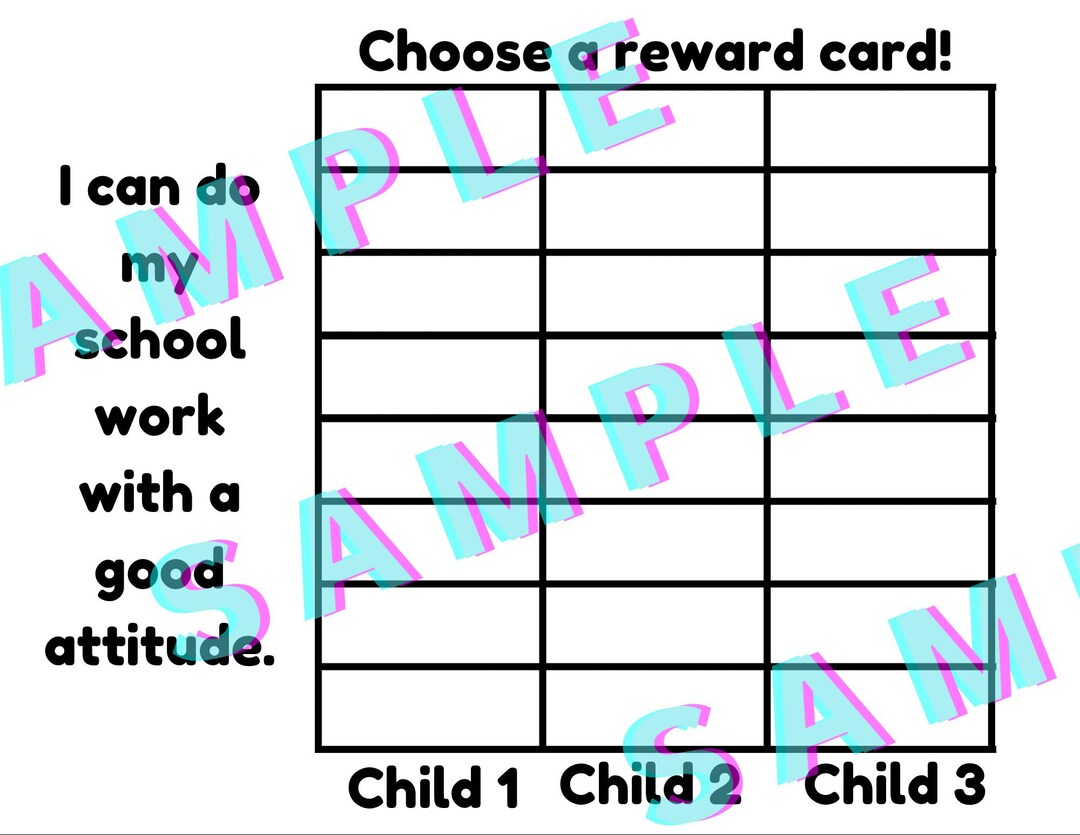 Schoolwork Positive Attitude Reward Chart Canva Editable Template - Etsy