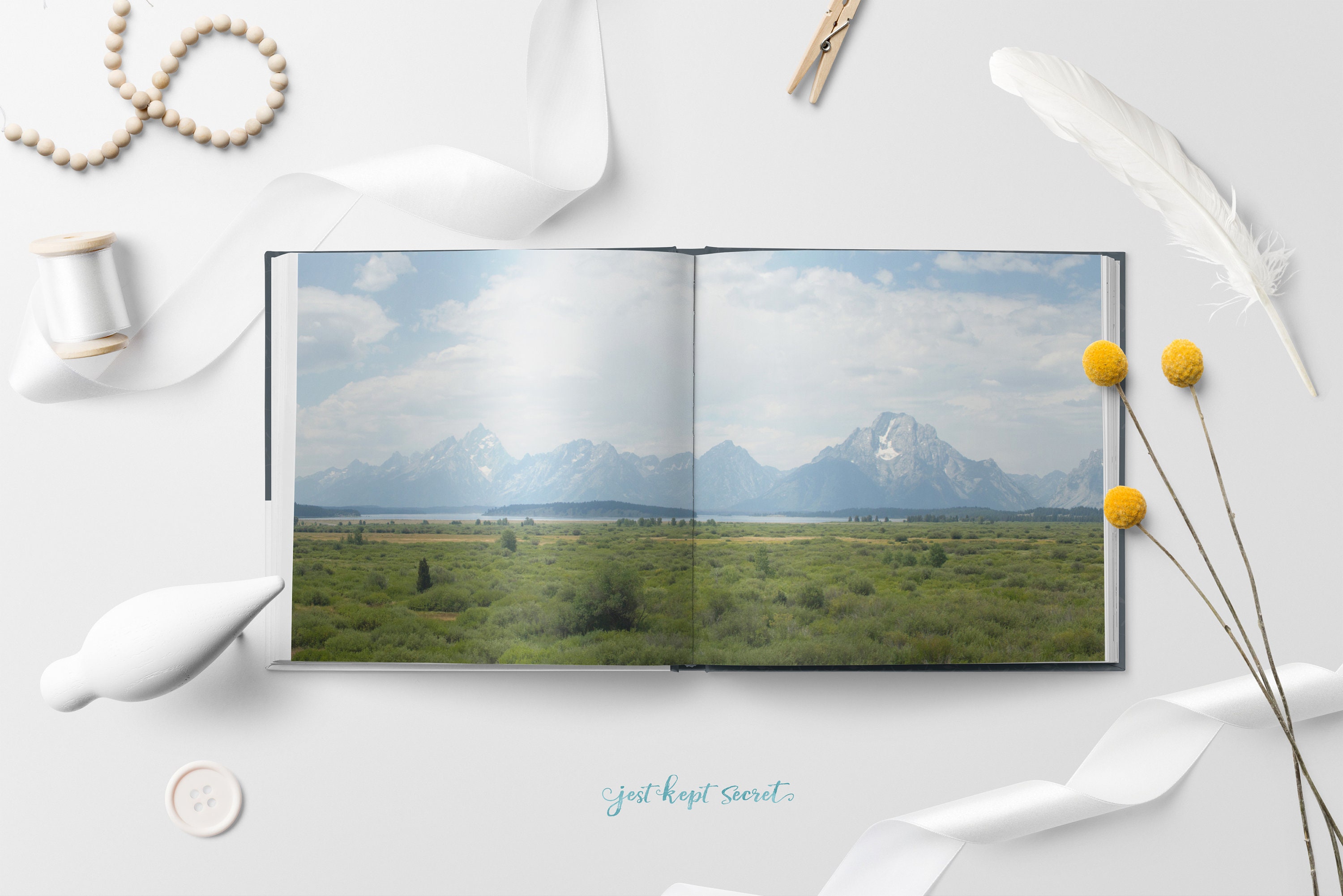 Blue Leaves 12x12 Family Yearbook Template for Indesign | Photobook ...